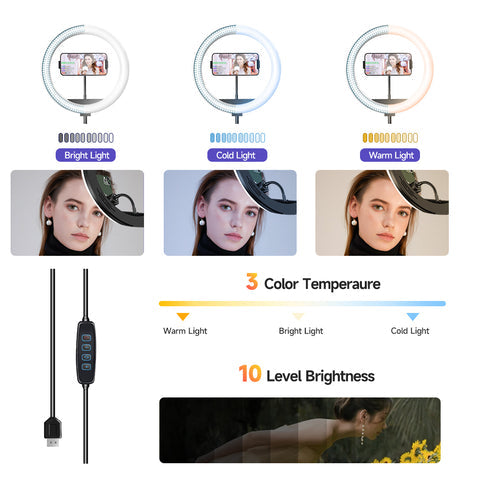 14" 360 Degree LED Ring Light Photo Booth Props 3 Light Modes – MWE360 ...